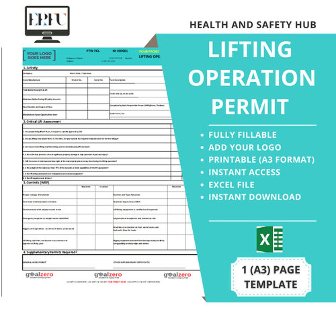 Lifting Operation Safe Work Permit Form Template | Instant Download ...