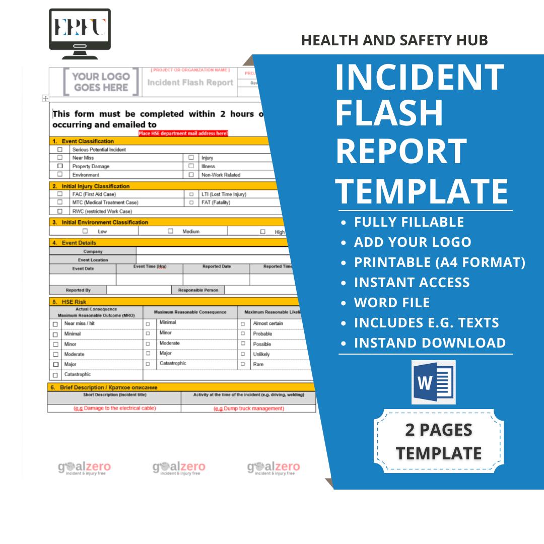 Incident Flash Report Template – 2-page Editable Word Document for ...