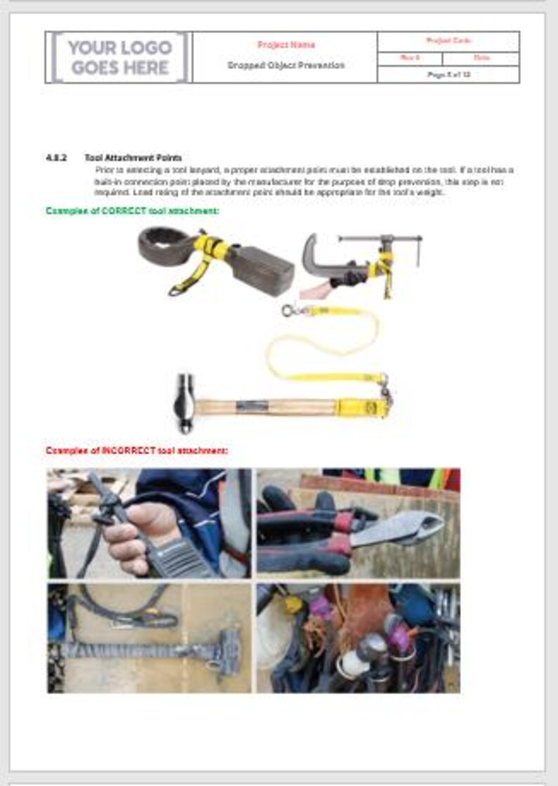 Dropped Object SOP: TOOL Tethering and Overhead Work Guide - Etsy