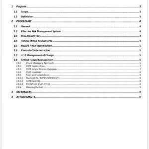 Critical Hazard and Risk Management Safety Procedure Template ...