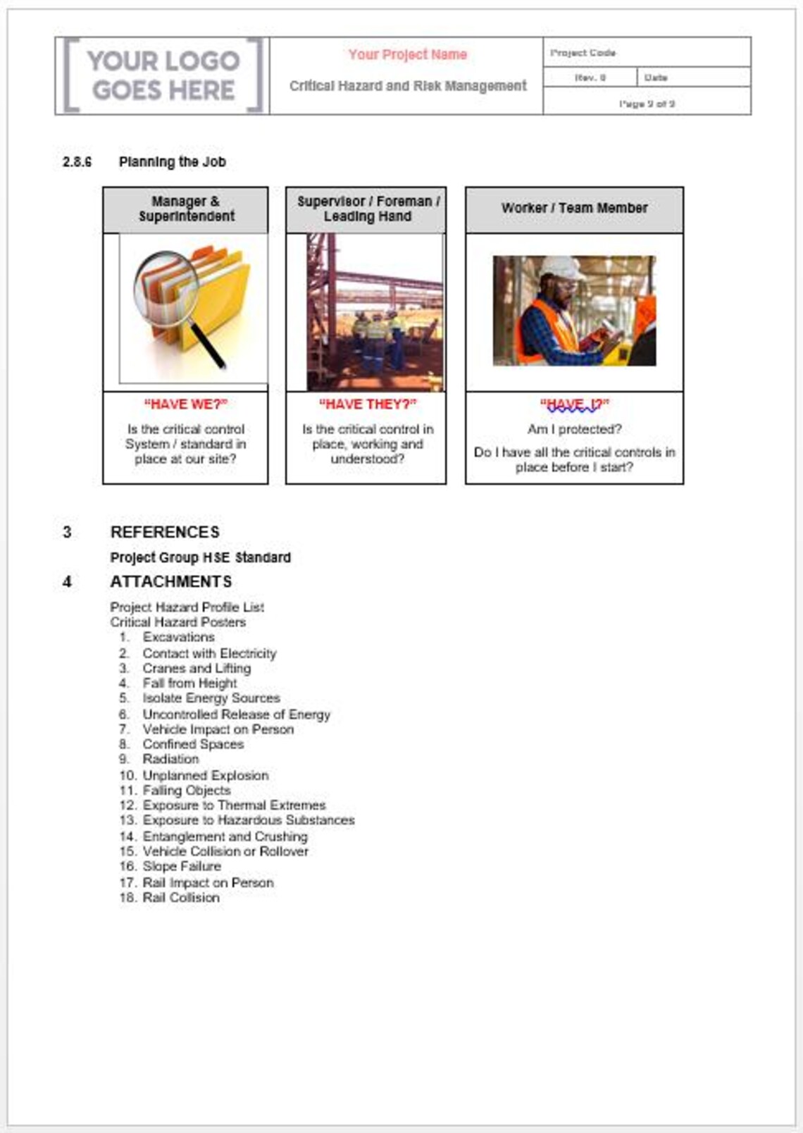 Critical Hazard and Risk Management Safety Procedure Template ...