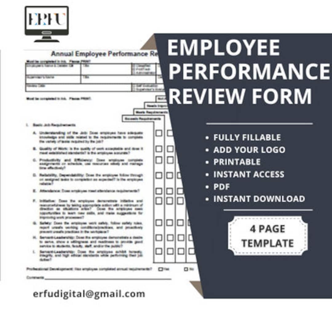 Annual Employee Performance Review Form (ERFU Digitals) - Etsy