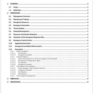 Emergency and Crisis Management Safety Procedure Template | Word File ...