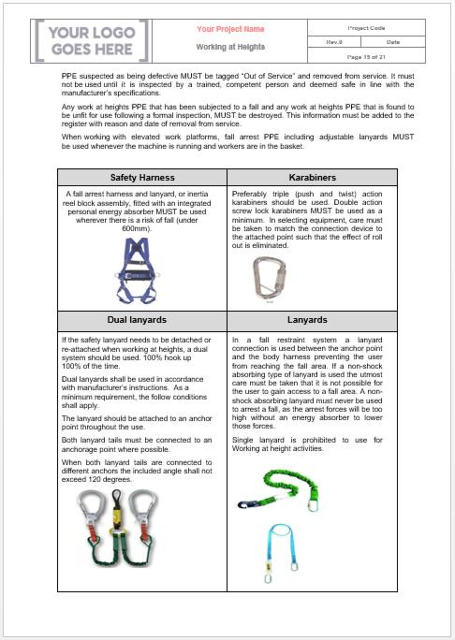Working at Heights Safety Procedure Template | Workplace Compliance ...