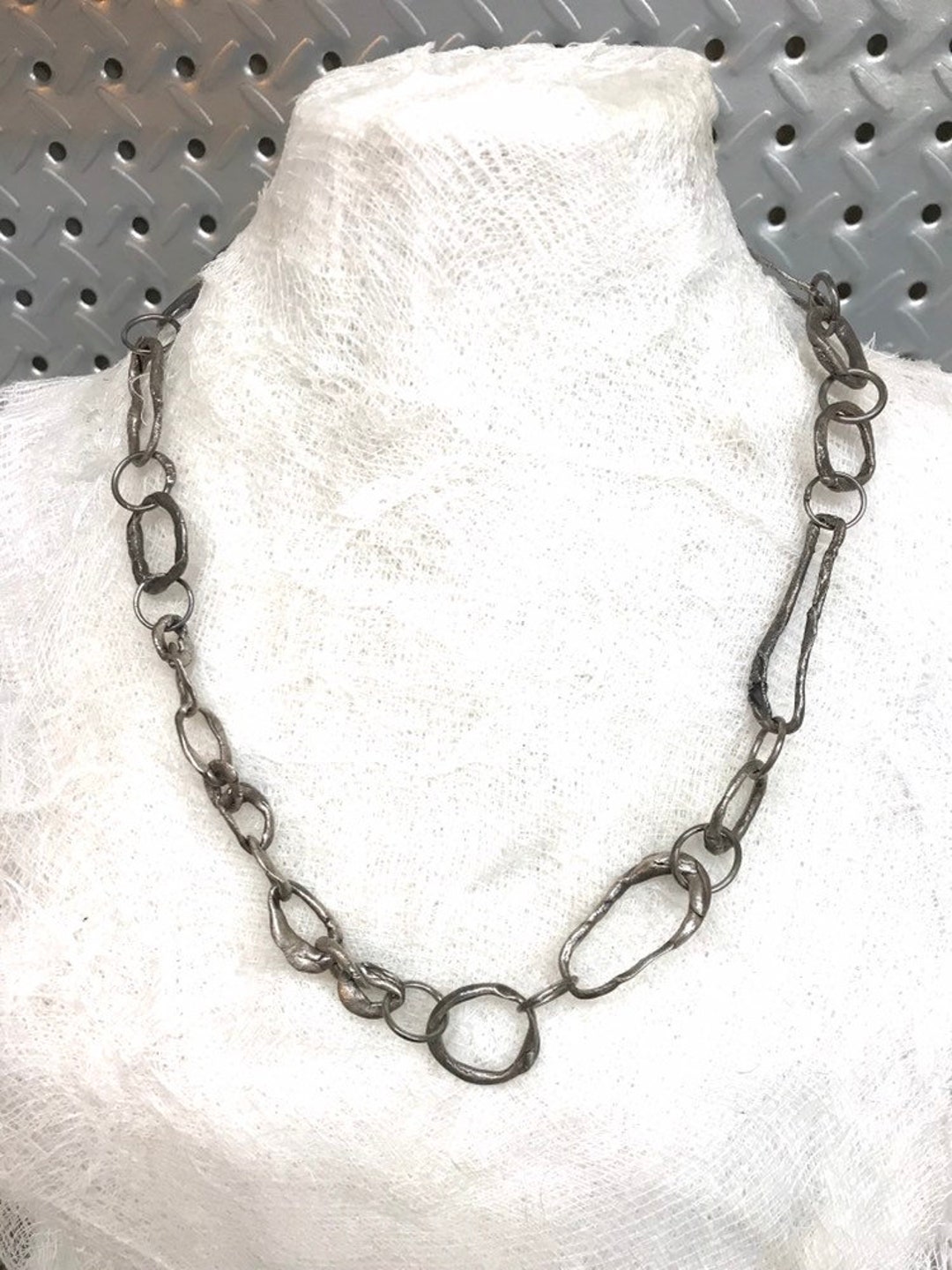 Handmade Chain Necklace, Hand-forged Silver Necklace, Luxe Artisan ...