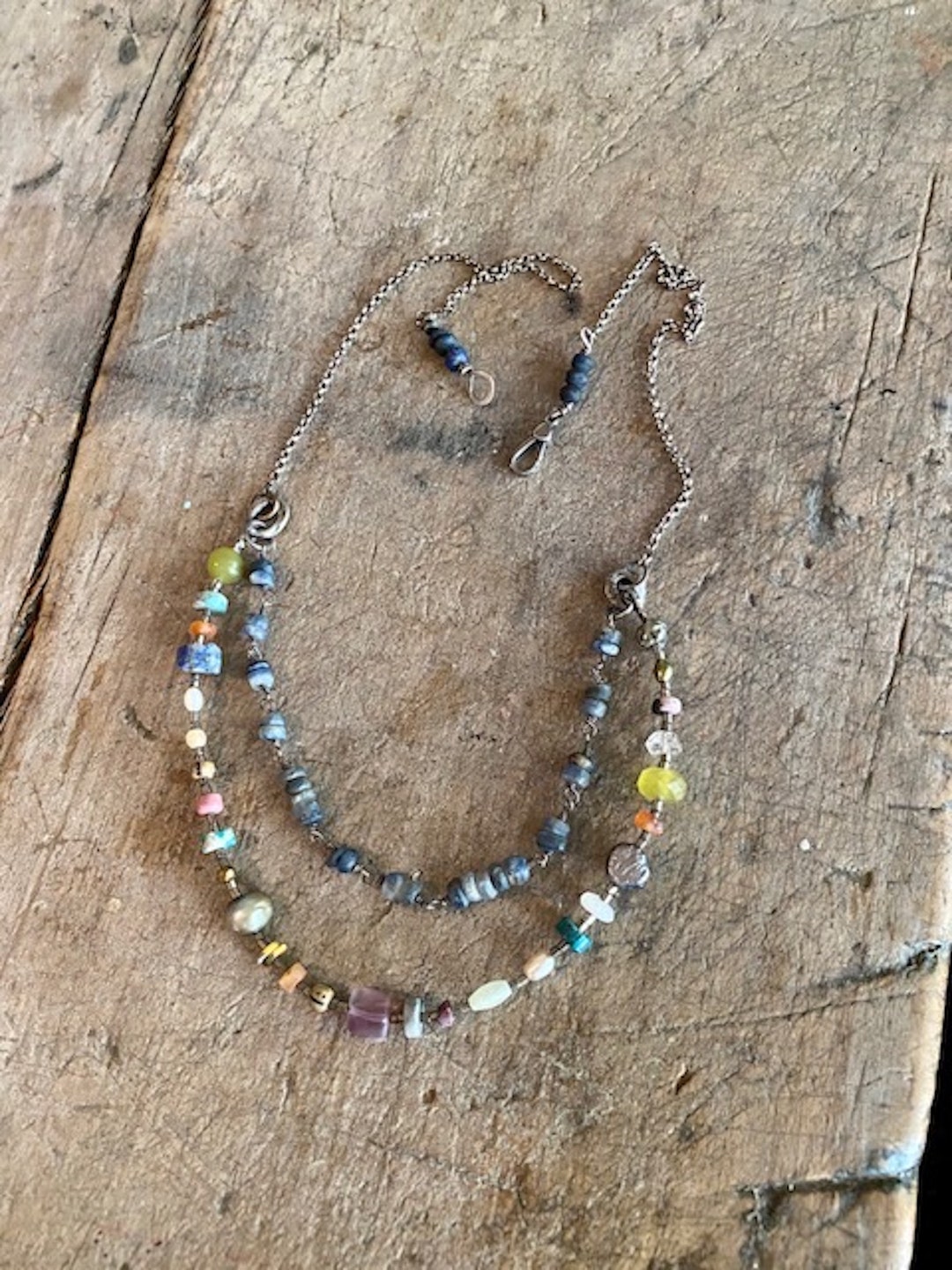 Multicolor Gemstone Necklace, Boho Sundance Style, Mixed Colors Stones ...