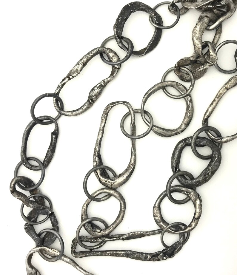 Handmade Chain Necklace, Hand-forged Silver Necklace, Luxe Artisan ...