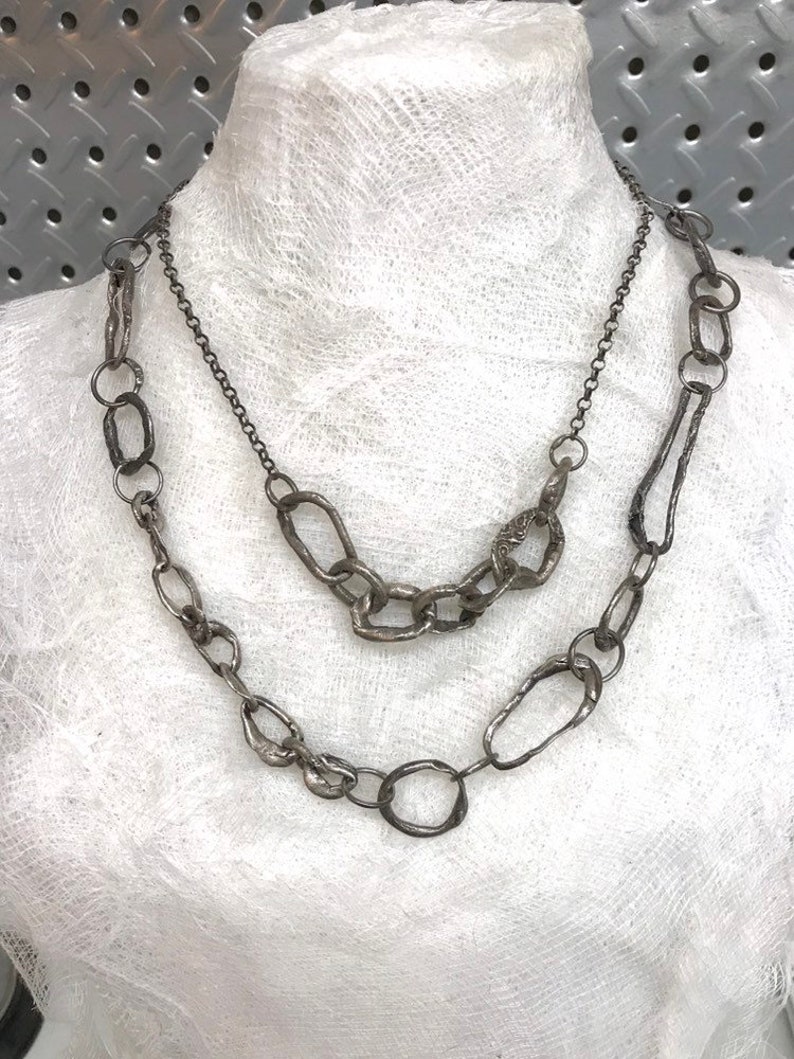 Handmade Chain Necklace, Hand-forged Silver Necklace, Luxe Artisan ...