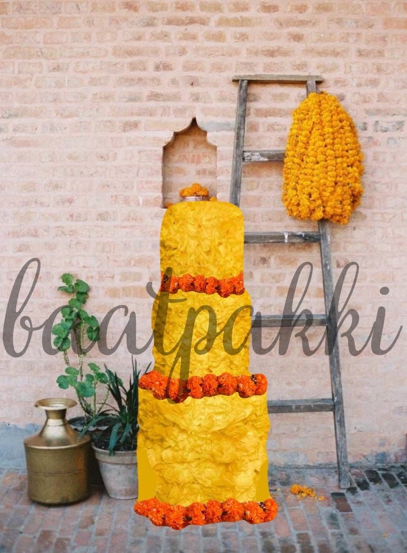 3 Tiered Indian Wedding Cake Pinata, Marigold Garland, Indian Flower ...
