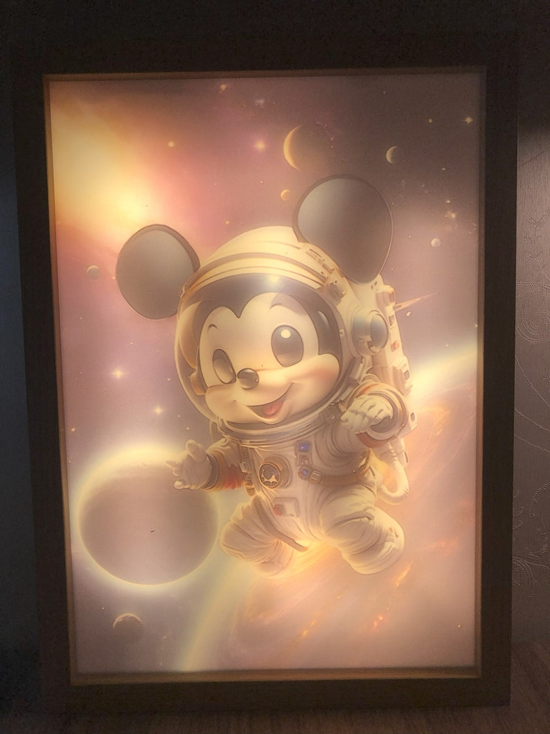 Astronaut Mickey Mouse Wall Art, Asrtonaut and Space Kids Room Wall ...
