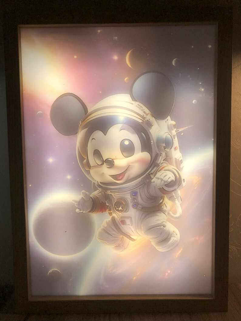 Astronaut Mickey Mouse Wall Art, Asrtonaut and Space Kids Room Wall ...