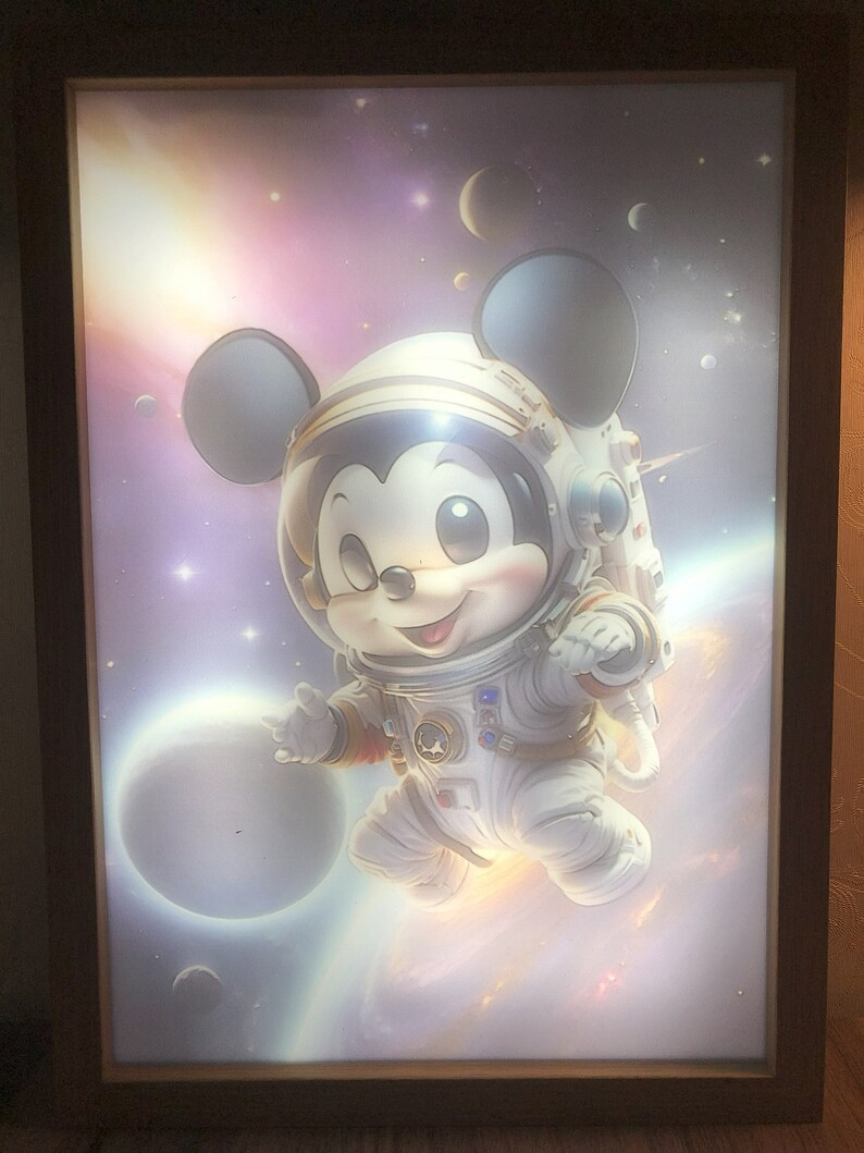 Astronaut Mickey Mouse Wall Art, Asrtonaut and Space Kids Room Wall ...