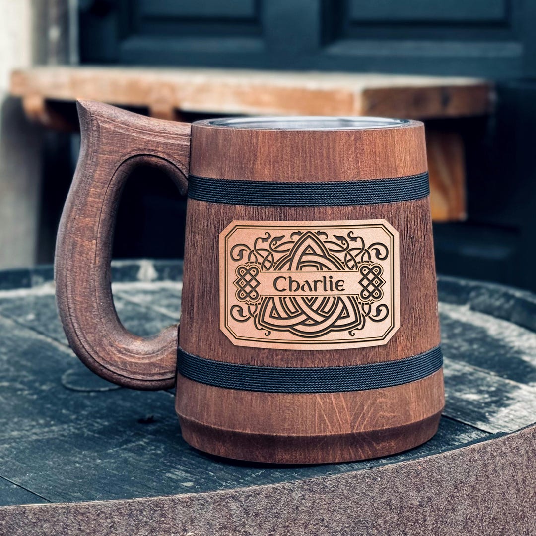 Celtic Knots Personalized Mug Handmade Wood Mug With an Engraved ...