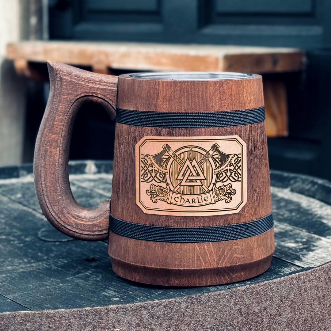 PERSONALIZED Dad Gift VIKING MUG Wooden Beer Stein - Etsy