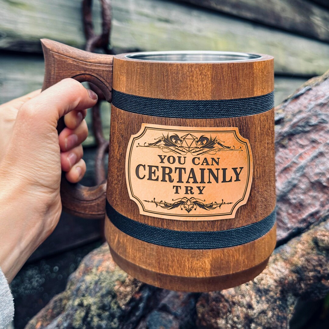 Dnd Gift Dnd Mug Beer Tankard With Engraved Leather Plate Gift for Dnd ...