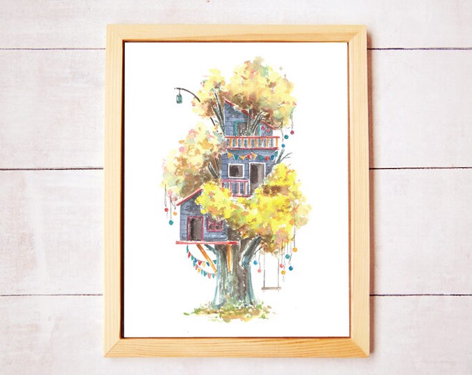 Treehouse Series 18 Watercolor Art Print Digital Download - Etsy