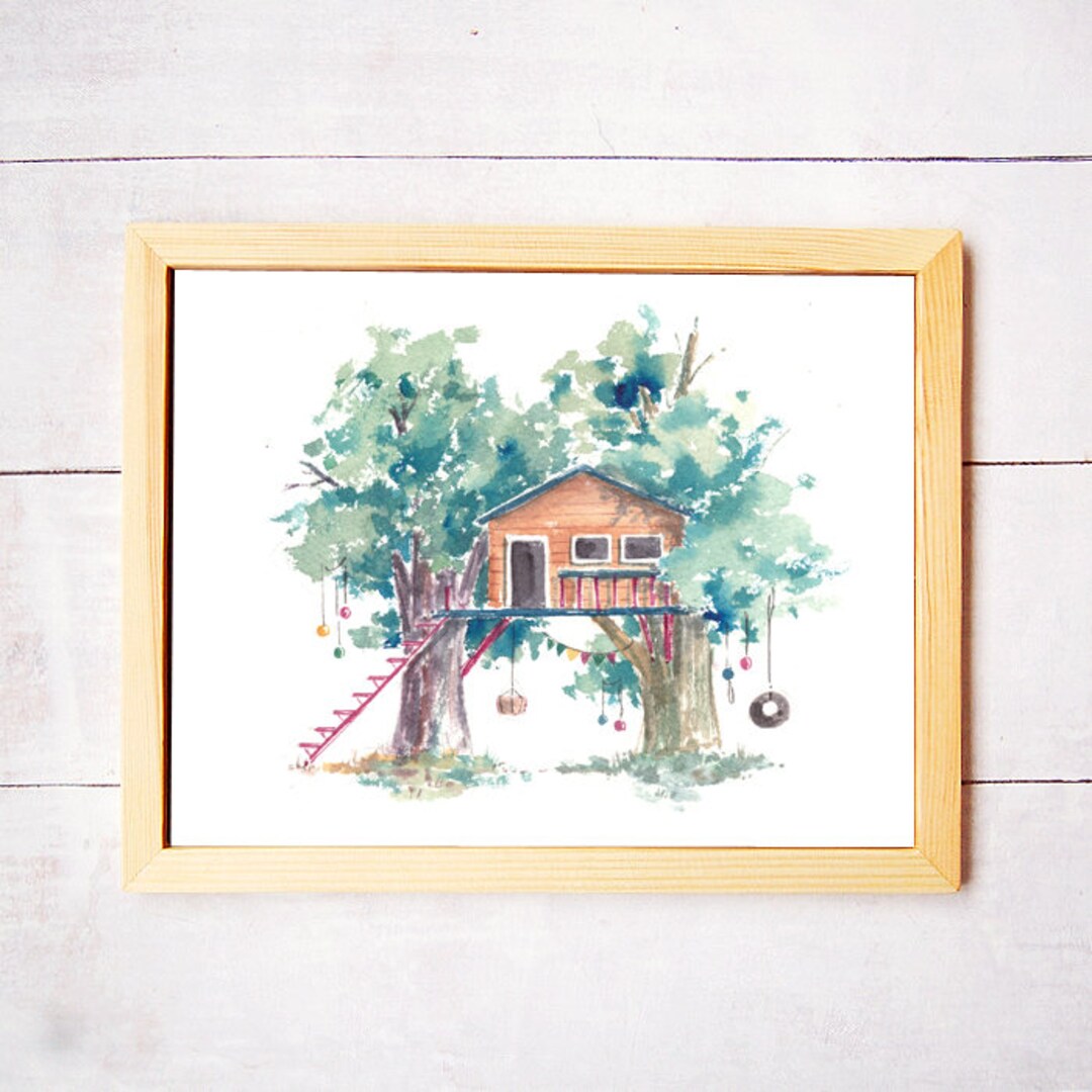Treehouse Series 15 Watercolor Art Print - Digital Download - Etsy