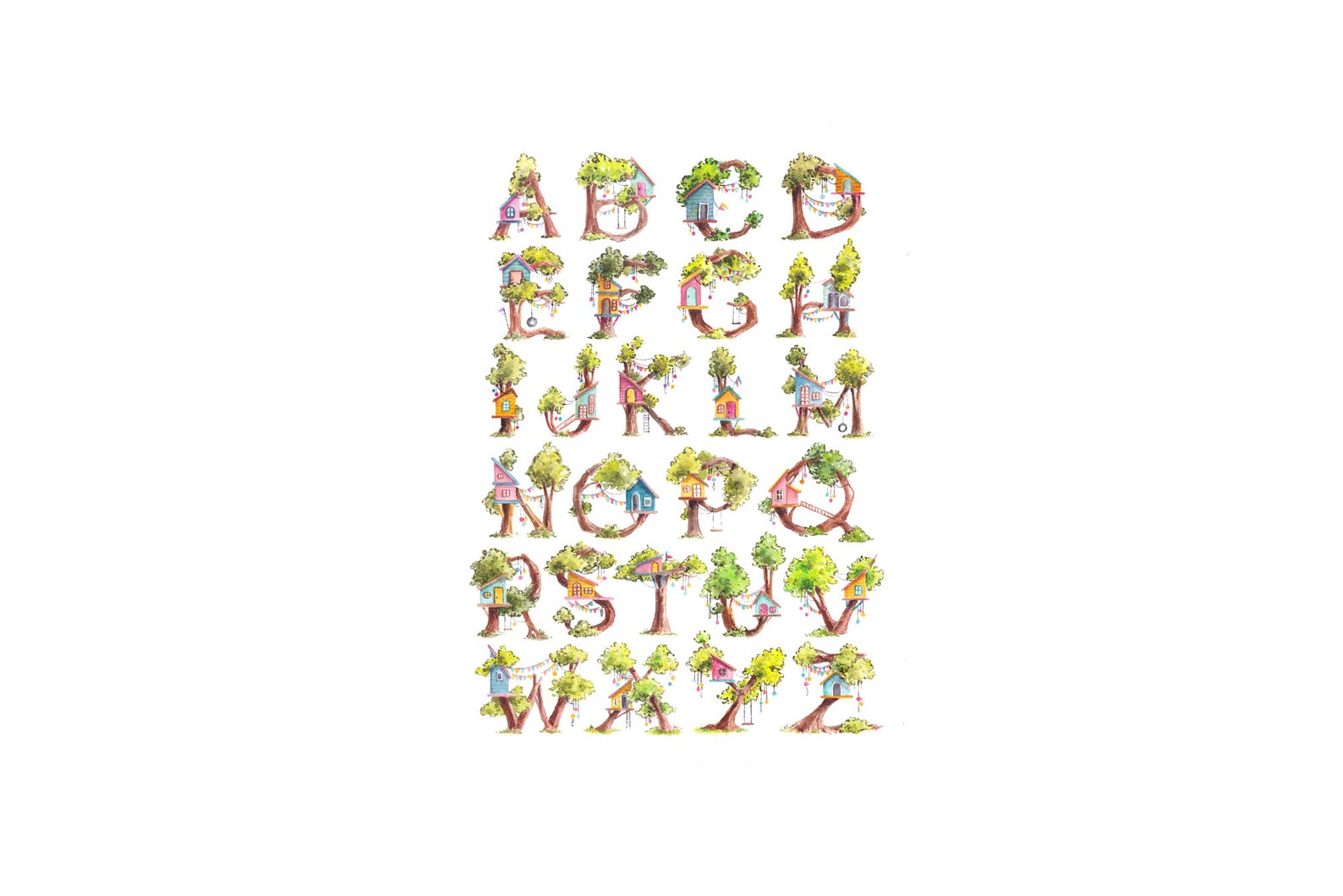 Treehouse Alphabet Art Print - Digital Download - Etsy
