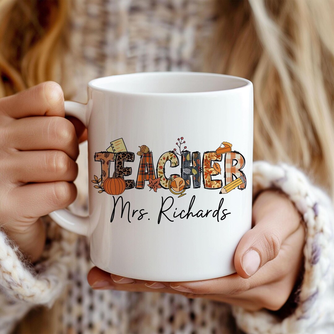 Custom Teacher Name Mug - Personalized Gift for Teachers, Customizable ...