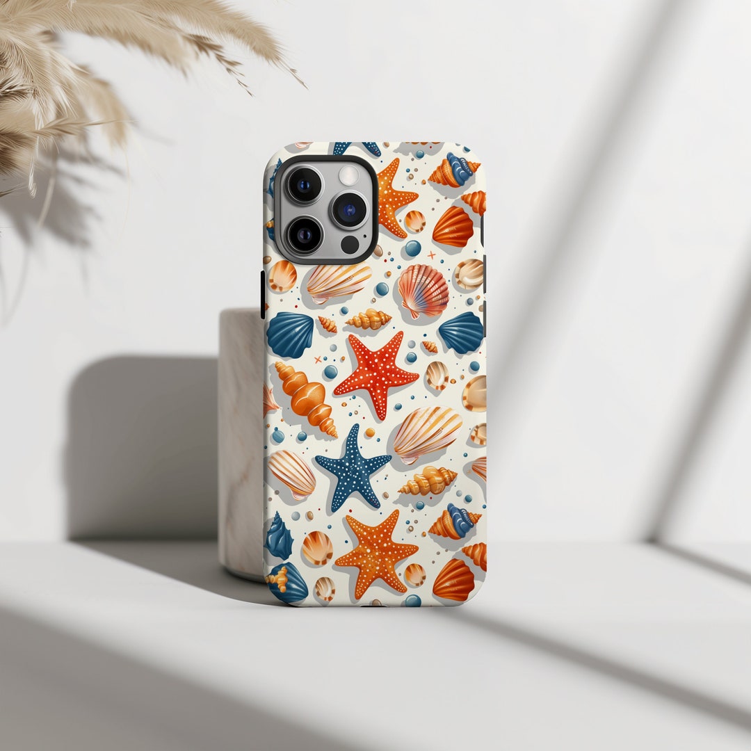Seashells and Starfish Ocean Themed Tough Phone Case for iPhone 15 14 ...