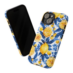 Azulejo Lemon Floral Summer, Lemon Flower Summer Phone Case, iPhone 15 ...