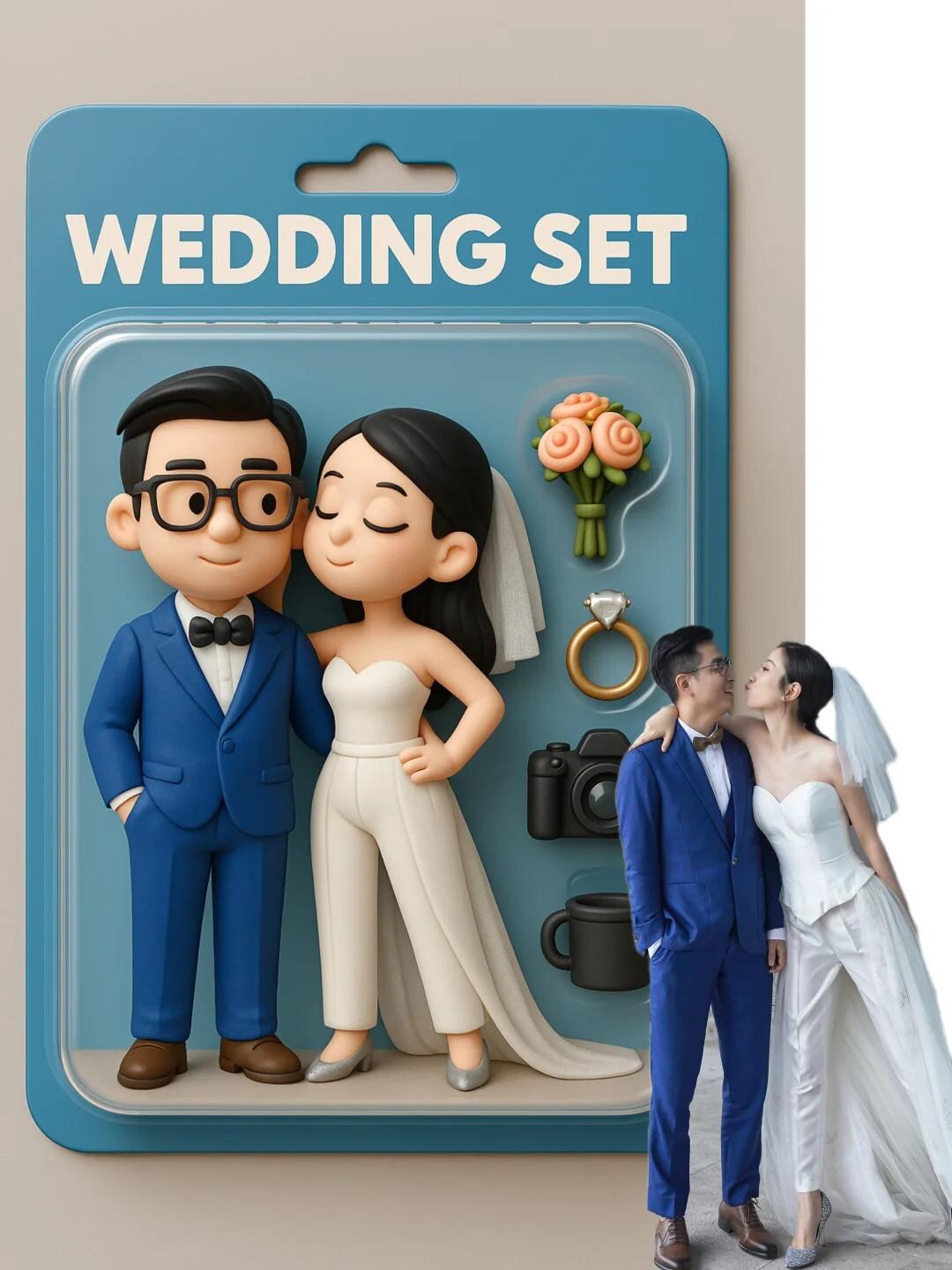 Custom Couples 3D Cartoon Portrait, Real 3D Print Couples Wedding ...