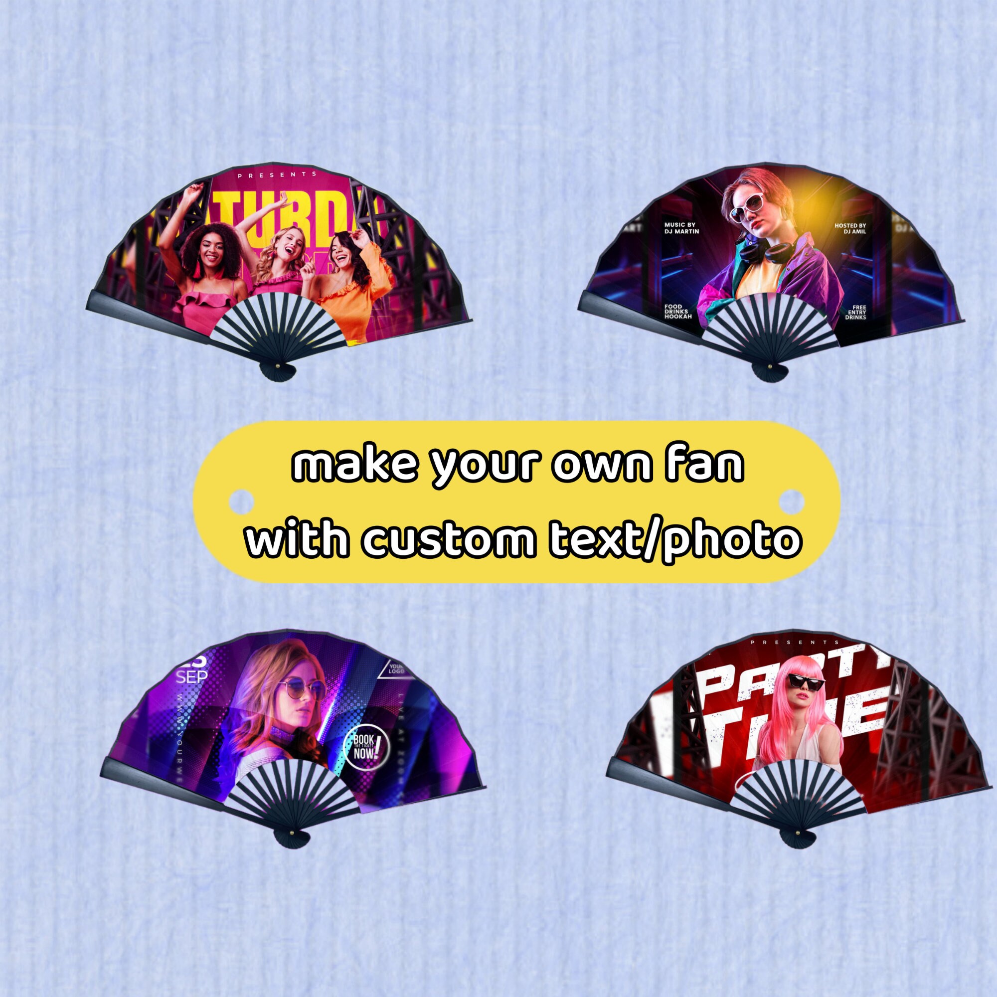 Custom Foldable Paper Fan With Personalized Photo/text, Custom Large ...