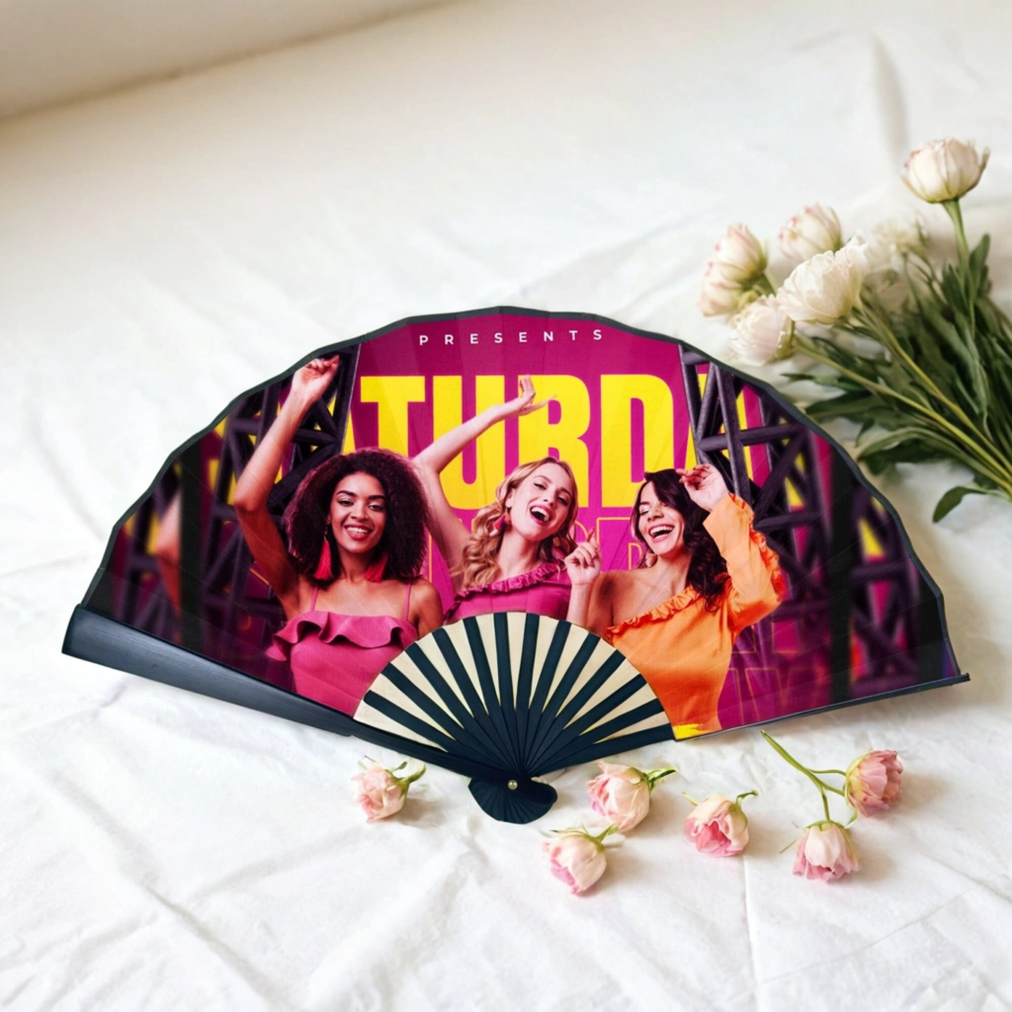 Custom Foldable Paper Fan With Personalized Photo/text, Custom Large ...