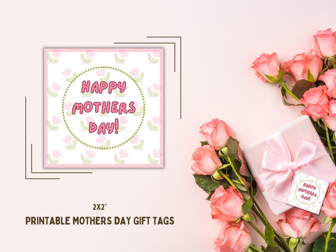 Printable Mothers Day Gift Tag | Pink Tulips - Etsy
