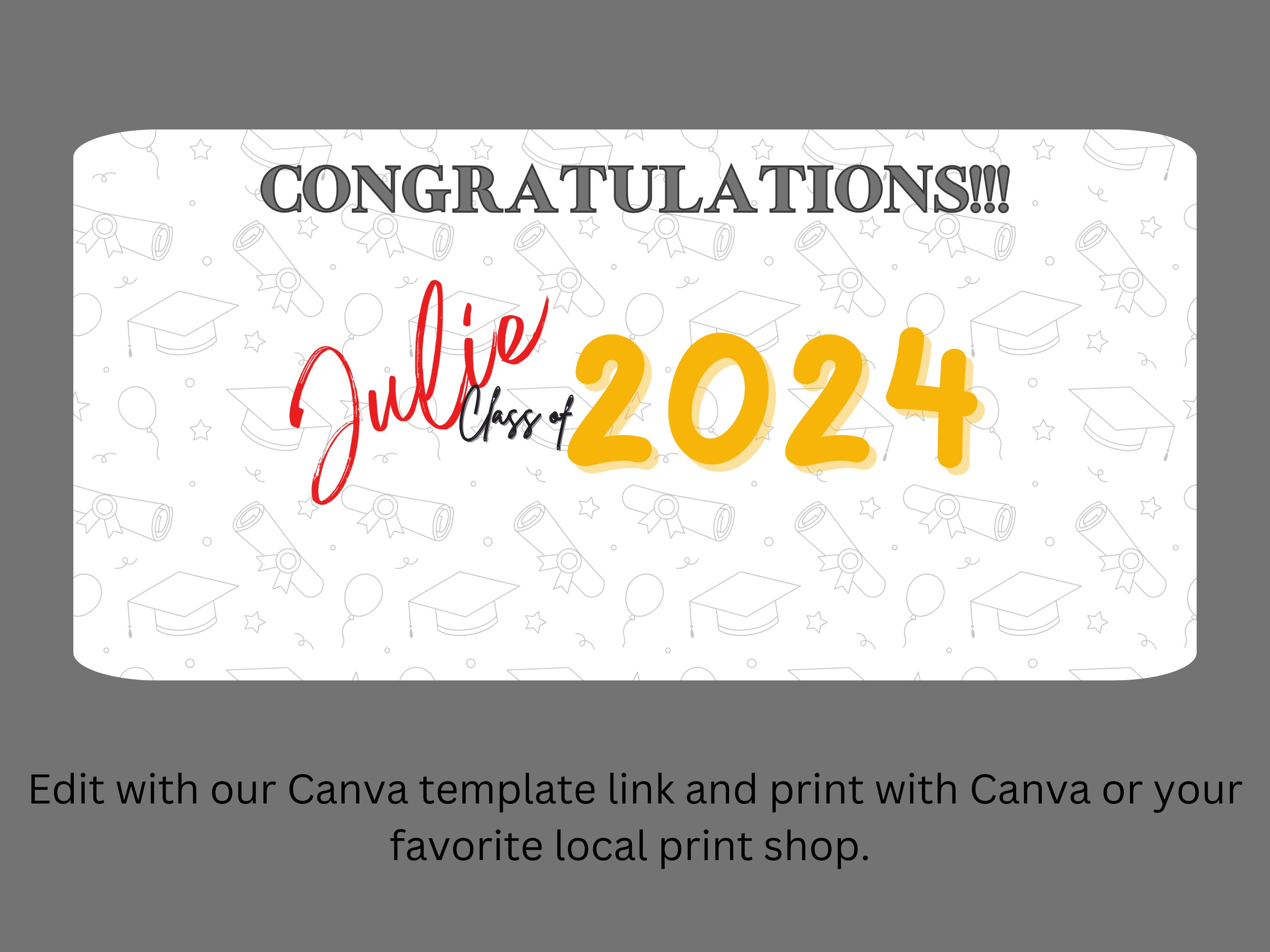 Graduation Banner | Editable Template | 72x36" Banner - Etsy