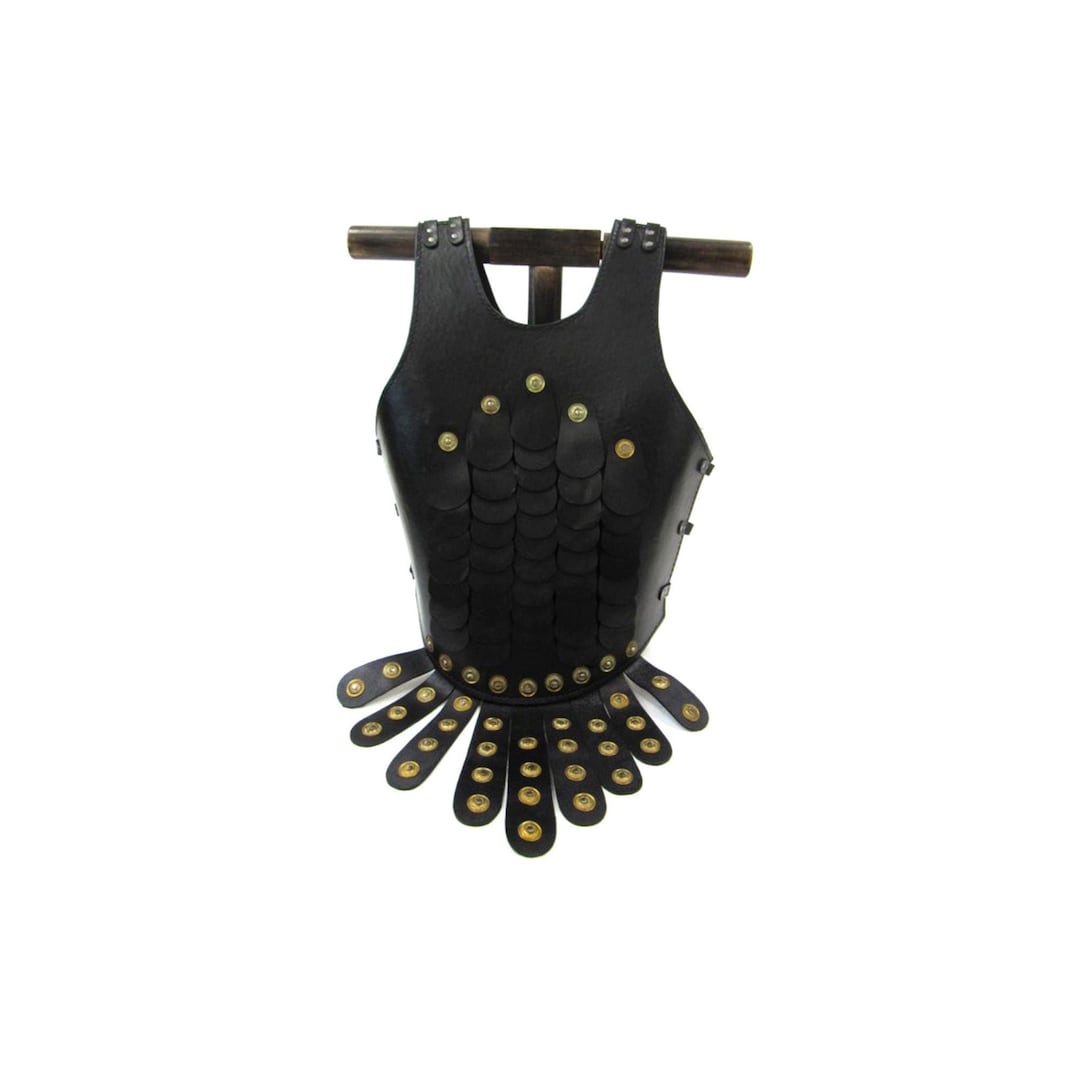 Medieval Leather Armor Cuirass black Faux Leather With Brass Design ...