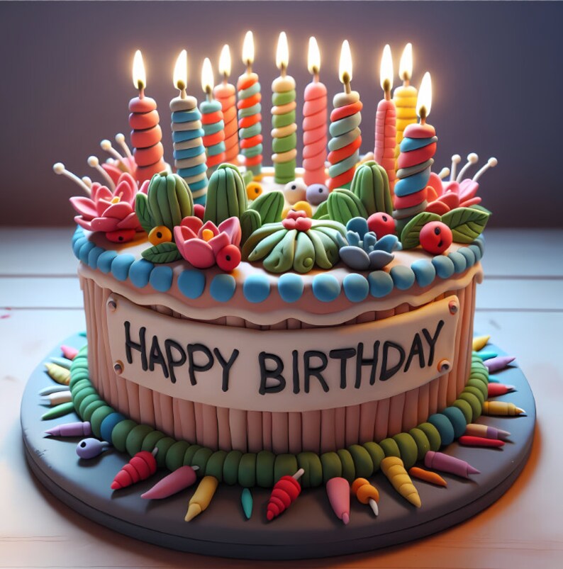 Happy Birthday Card, With Birthday Cake - Etsy