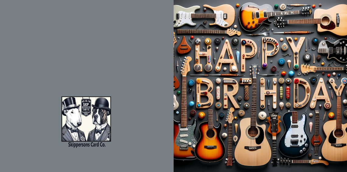Happy Birthday Card With Guitar Inspired Design - Etsy