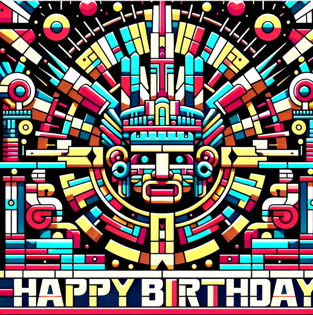 Happy Birthday Card With Mayan Inspired Design - Etsy