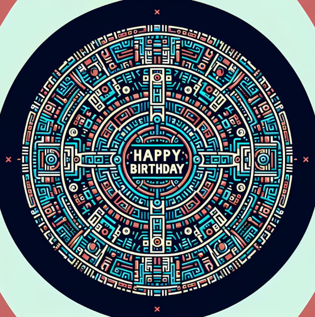 Happy Birthday Card With Mayan/aztec Inspired Design - Etsy