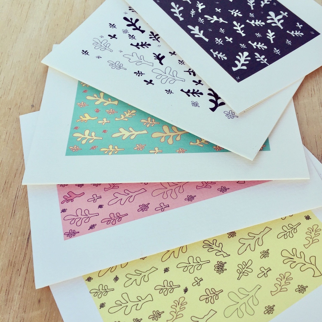 Leafy Leaves Card Pack Stationary Set of Handmade Greeting Cards Pack ...