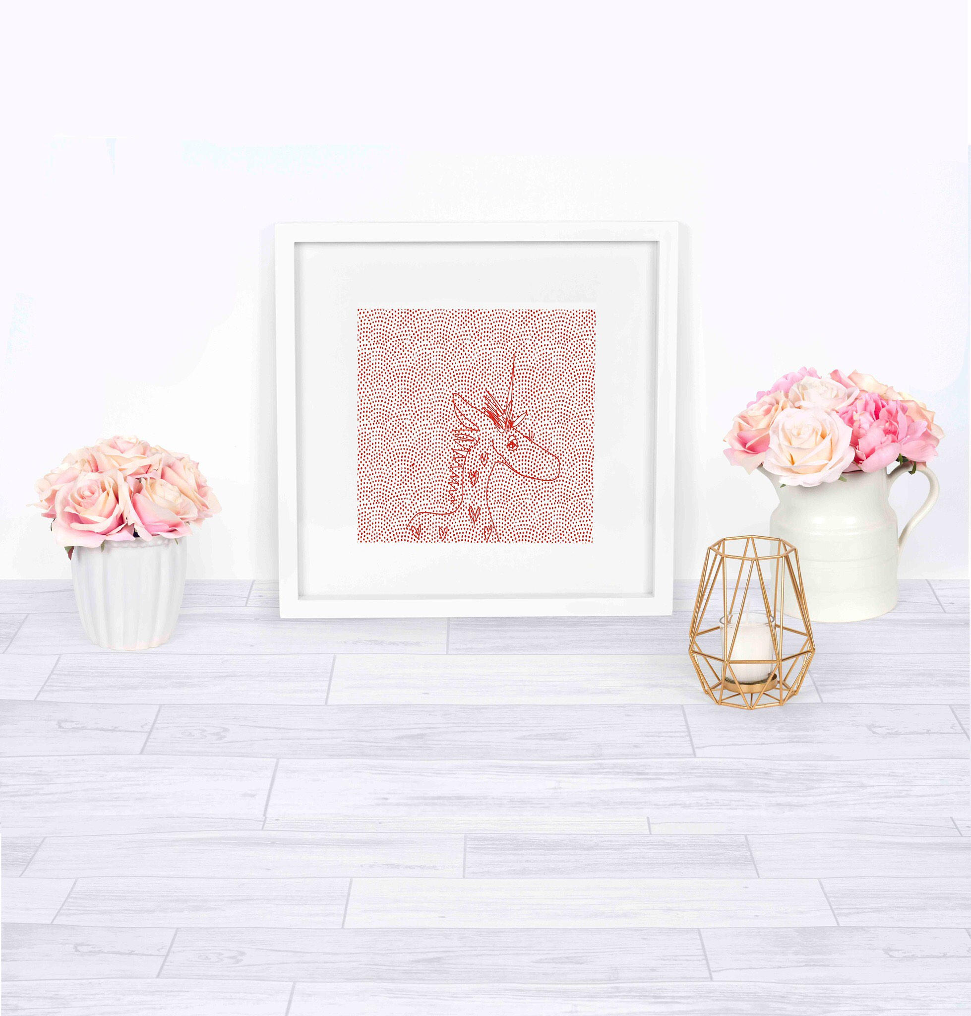 Unicorn square framed art print