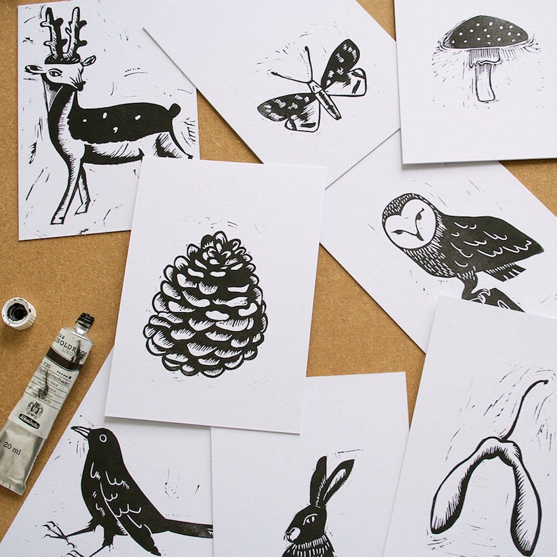 Rabbit Lino Print - Etsy