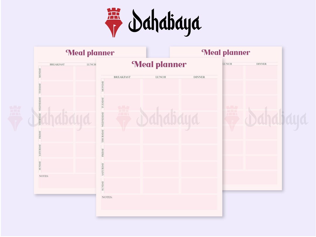 Meal Planner Template Printable Weekly Food Schedule Editable PDF for ...