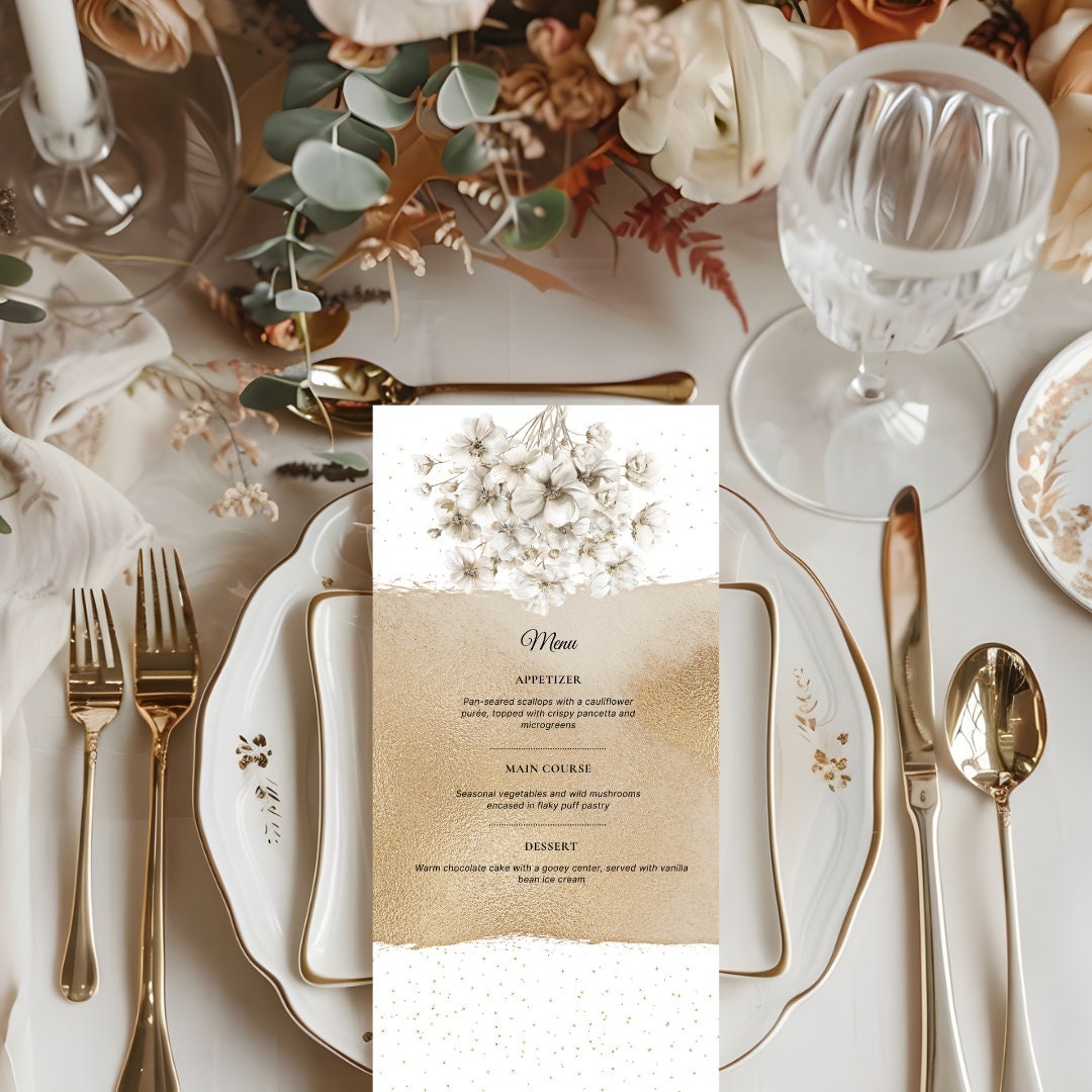 Gold Wedding Menu Template Wedding Menu Template Gold Frame Wedding ...