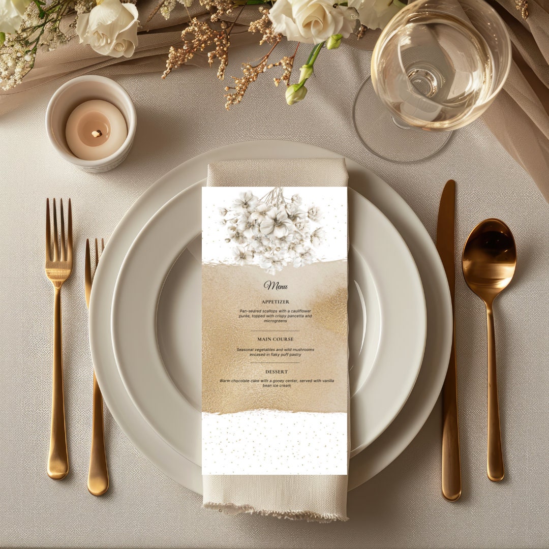 Gold Wedding Menu Template Wedding Menu Template Gold Frame Wedding ...