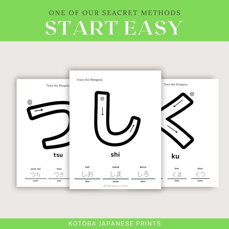 Japanese Hiragana Workbook & Flashcards Bundle Practice Writing and ...