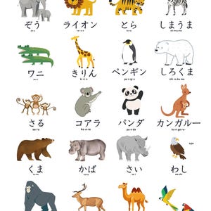 30 Japanese Vocabulary Digital Flashcards With VOICE: ANIMALS Name in ...