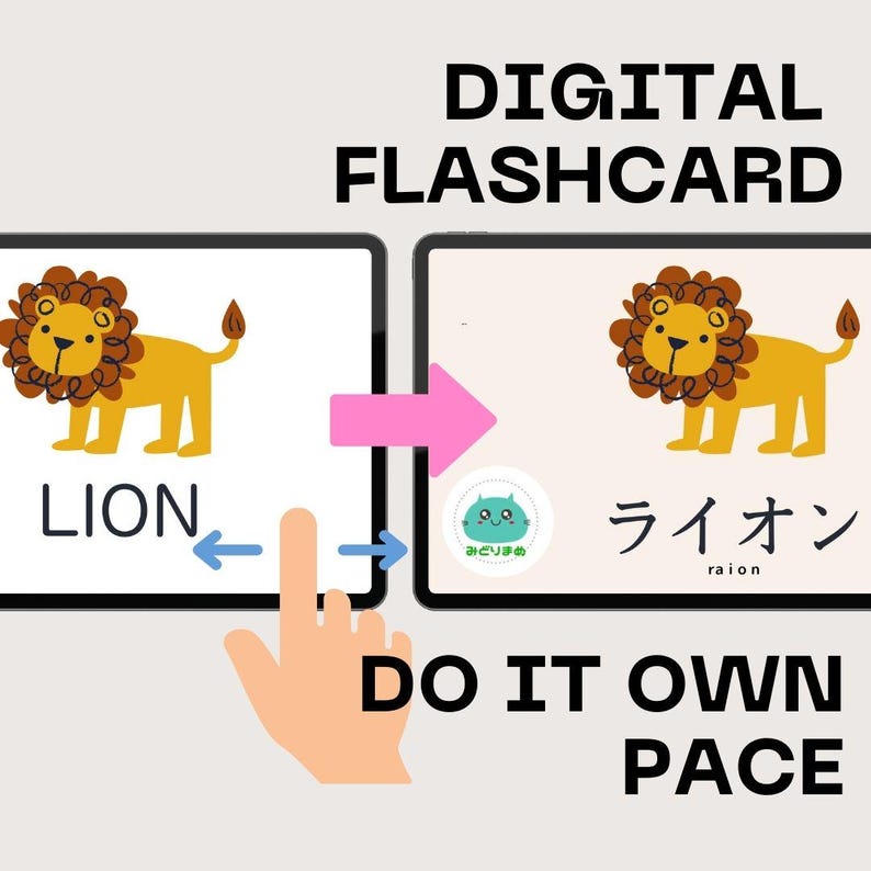 30 Japanese Vocabulary Digital Flashcards With VOICE: ANIMALS Name in ...