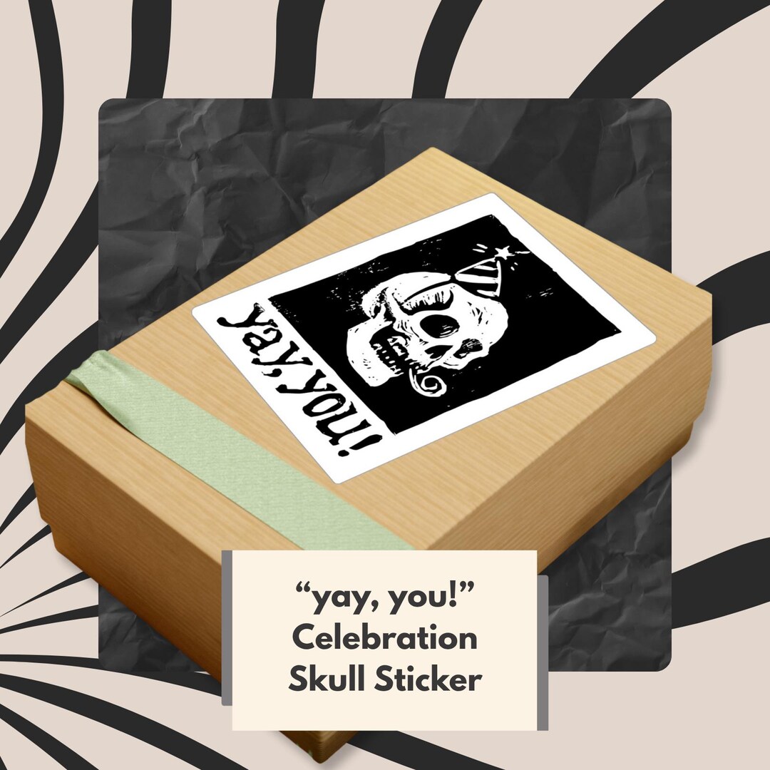 Linocut Skull Sticker: Morbid Birthday Halloween Party Decoration - Etsy