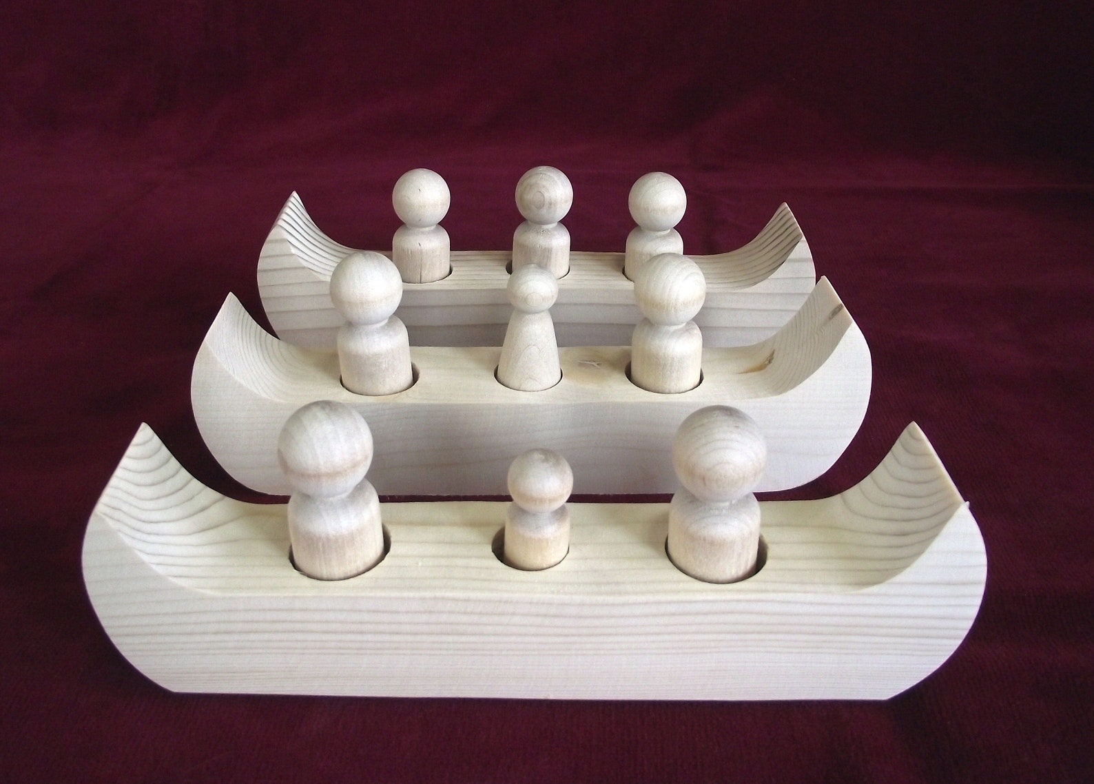 Family Canoe for 3, Unfinished Wood Toy With Peg Dolls - Etsy