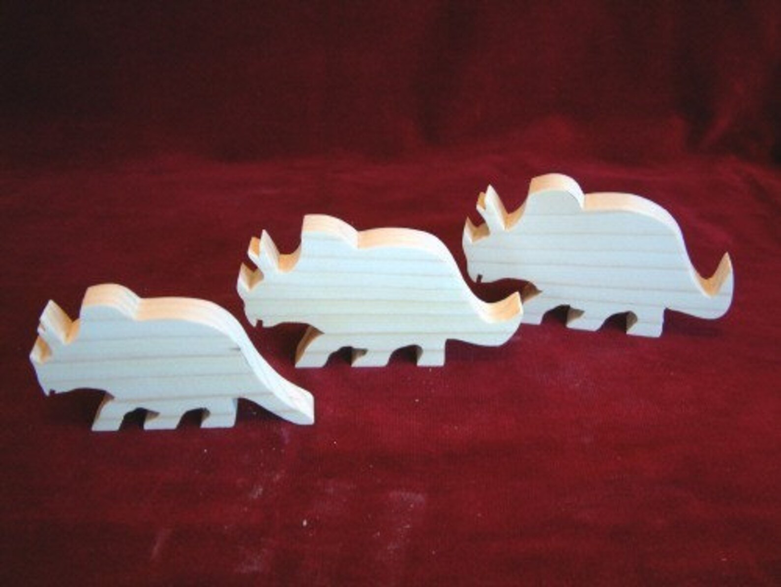 Triceratops (3 Horned Face) Dino Family of Unfinished Pine Cutouts - Etsy