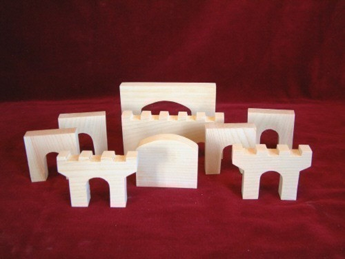 Castle Blocks 9 Pieces Unfinished Pine Cutouts - Etsy