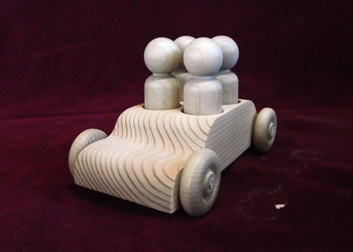 Original 4-seater Car With 4 Peg Doll Passengers Unfinished - Etsy