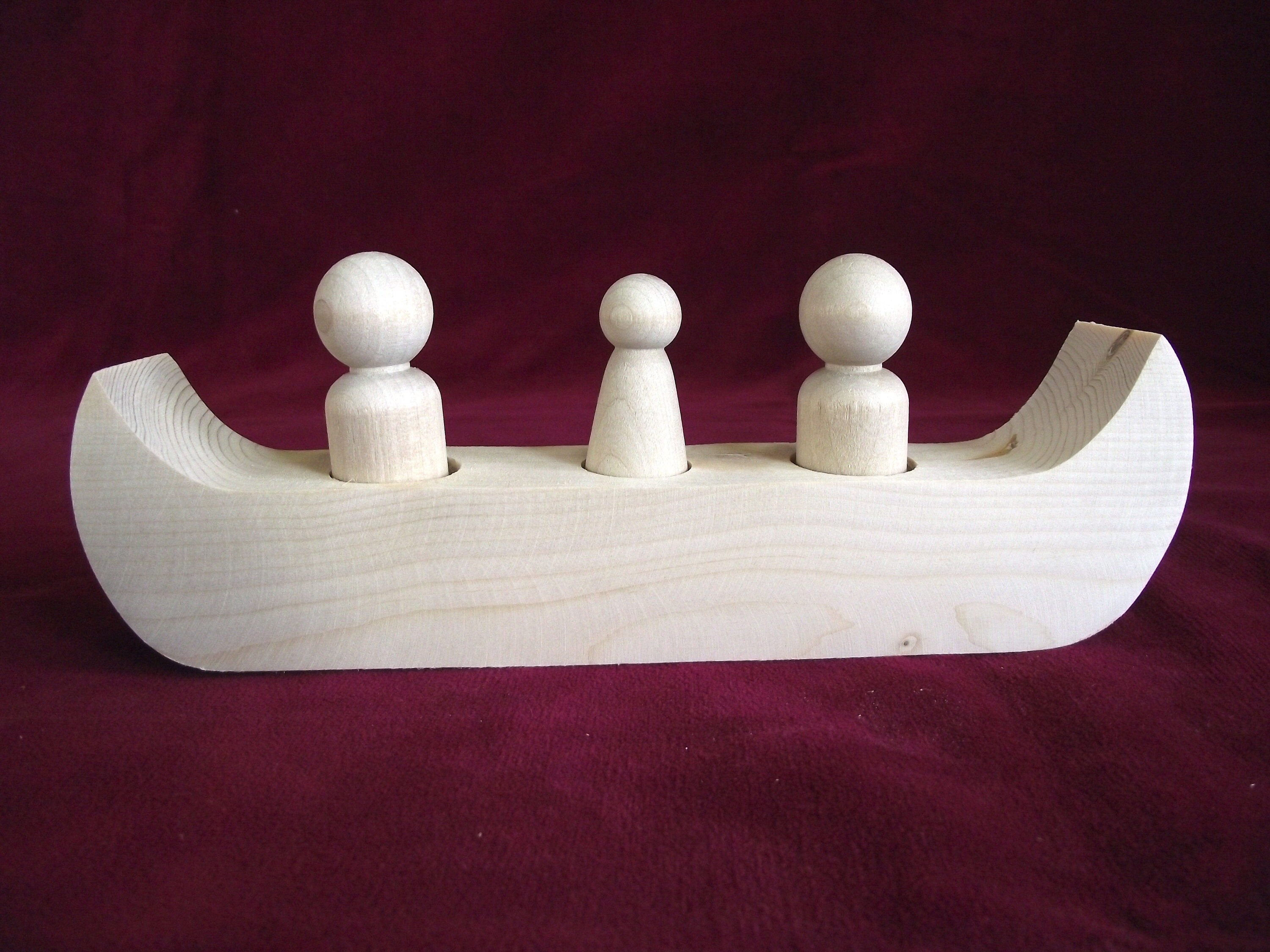 Family Canoe for 3, Unfinished Wood Toy With Peg Dolls - Etsy